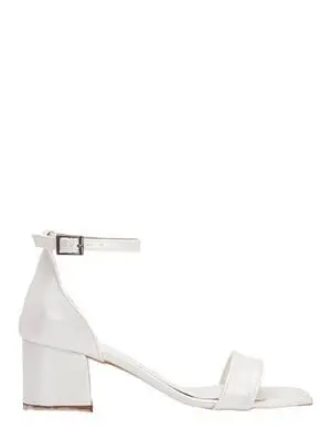 FOREVER & ALWAYS SHOES Iva Low Block Heel Sandals - Ivory