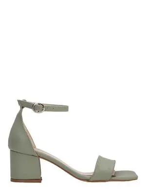 FOREVER & ALWAYS SHOES Iva Low Block Heel Sandals - Sage Green