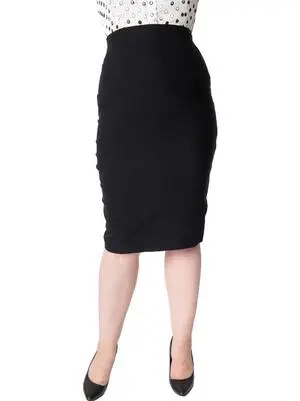 Unique Vintage High Waist Wiggle Skirt - Black