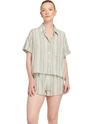 NUDEA Nudea Short Sleeve Shirt Sage Stripe