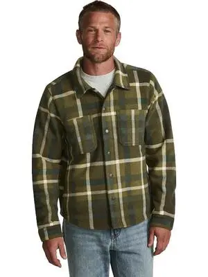 LANDS' END Anyweather Fleece Shirt Jacket Havana Brown Plaid