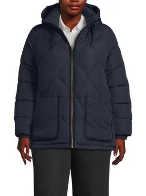 LANDS' END FeatherFree Insulated Diamond Quilted Jacket Lunar Gray
