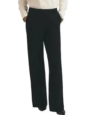 FAVORITE DAUGHTER Fatigue Sisters Cotton & Cashmere Wide Leg Sweater Pants - Black