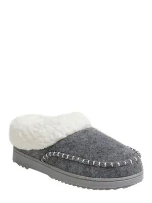 DEARFOAMS Nyla Felted Plaid Moccasin Clog Slipper - Light Heather Grey
