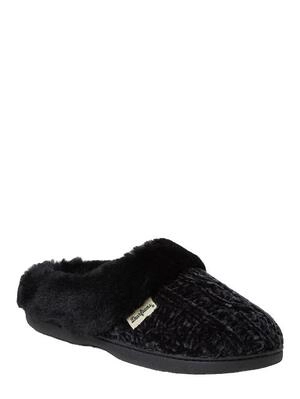 DEARFOAMS Claire Cable Knit Chenille Clog Slipper Black