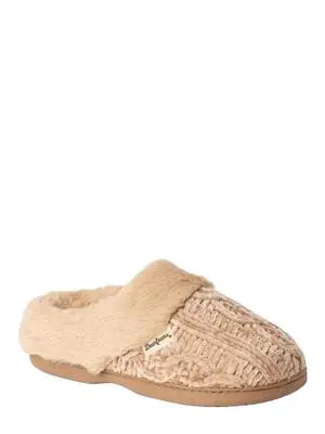 DEARFOAMS Claire Cable Knit Chenille Clog Slipper Latte