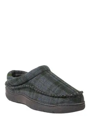 DEARFOAMS Thompson Plaid Moccasin Toe Clog Slipper - Blue
