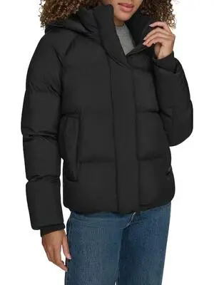 LEVI'S Hooded Quilted Puffer Jacket - Black