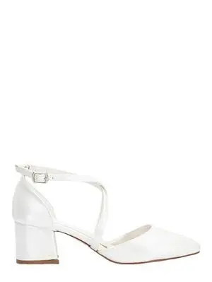 FOREVER & ALWAYS SHOES Dolly Low Block Heel Pumps Ivory
