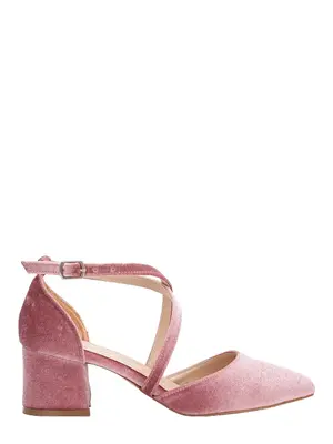FOREVER & ALWAYS SHOES Dolly Low Block Heel Pumps Rose