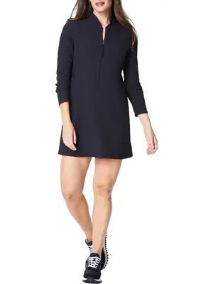 Spanx Half-Zip Ribbed Mini Dress Very Black