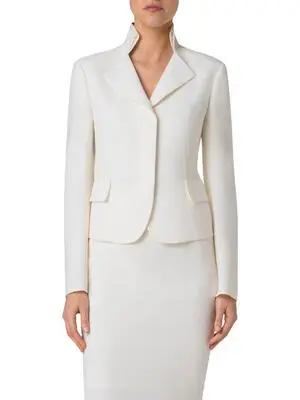 Akris Amber Virgin Wool Crop Jacket - Ecru