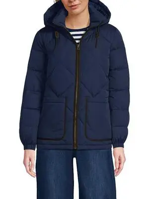 LANDS' END Featherfree Insulated Diamond Quilted Jacket - Deep Sea Navy