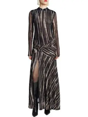 Bardot Lea Long Sleeve Mesh Dress - Black/brown