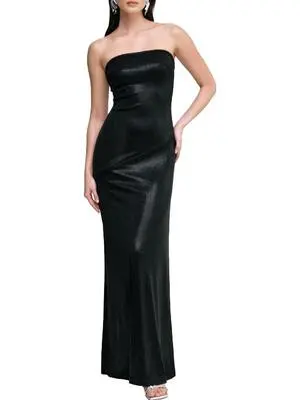MARCELLA Ciel Strapless Metallic Gown - Onyx