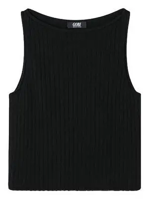 Gobi Cashmere Cashmere Crop Top Black
