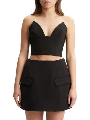Bardot Delphi Strapless Crop Top - Black
