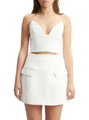 Bardot Delphi Strapless Crop Top - Orchid White
