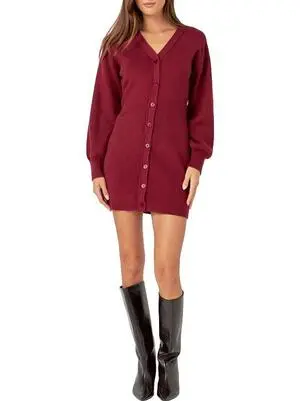 Endless Rose Ribbed Knit Mini Dress - Burgundy