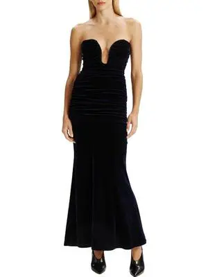 Bardot Elvira Velvet Gown - Navy