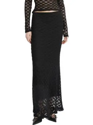Bardot Adoni Floral Lace Maxi Skirt - Black