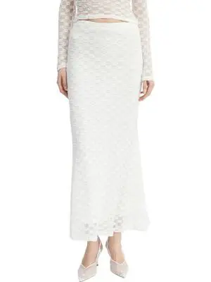 Bardot Adoni Floral Lace Maxi Skirt - Orchid White