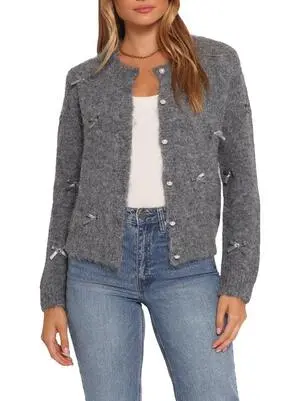PETAL & PUP Mellie Bow Cardigan - Grey
