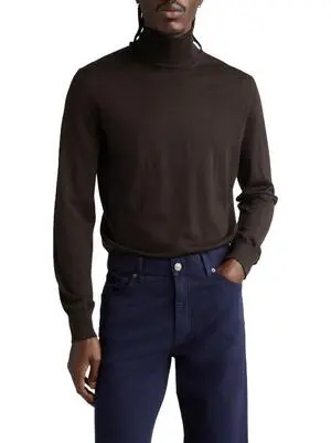Zegna Cashmere And Silk Turtleneck Sweater - Dark Brown