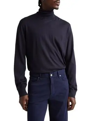 Zegna Cashmere & Silk Turtleneck Sweater - Navy