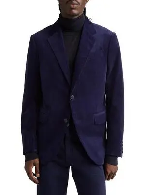 Zegna Cashco Stretch Cotton & Cashmere Corduroy Blazer - Navy