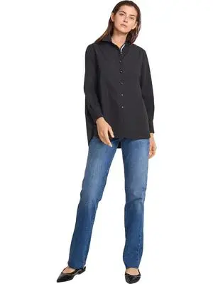 ANSEA Twill Button Down Shirt - Black