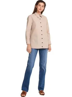 ANSEA Organic Cotton Button-down Shirt - Khaki