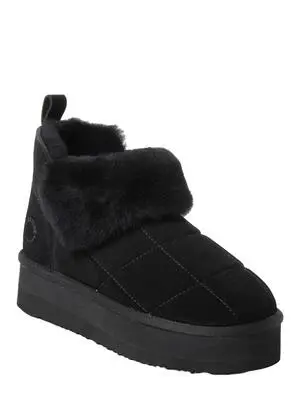 DEARFOAMS Fireside Bayswater Shearling Platform Booties - Black
