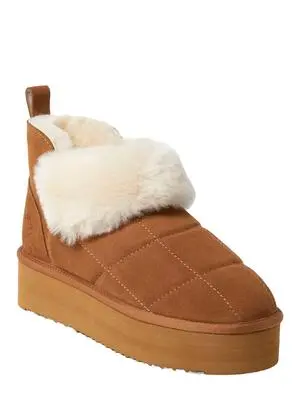 DEARFOAMS Fireside Bayswater Shearling Platform Booties - Chestnut