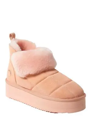 DEARFOAMS DEARFOAMS Fireside Bayswater Shearling Platform Booties Peach Dust