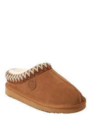 DEARFOAMS Fireside Greta Genuine Shearling Clog Slipper Chestnut