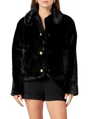 English Factory Faux Fur Jacket - Black