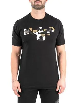 MACEOO Scrabble Logo Cotton Graphic T-shirt - Black