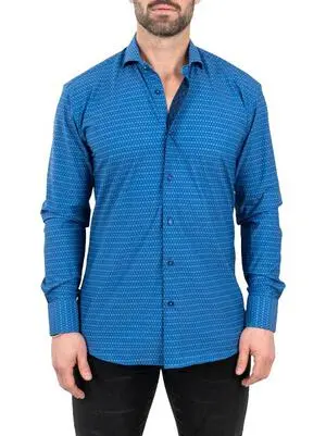 MACEOO Einstein Stretch Spectecal Button-up Shirt - Blue