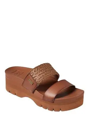 Reef Cushion Vista Higher Platform Slide Sandal - Espresso Raffia