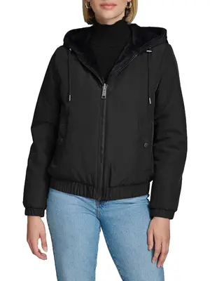 Andrew Marc Dalby Reversible Hooded Jacket - Black