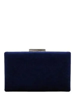FOREVER & ALWAYS SHOES Clara Evening Clutch - Dark Blue Suede