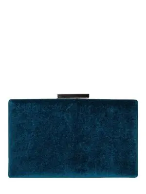 FOREVER & ALWAYS SHOES Clara Evening Clutch - Teal Blue Velvet