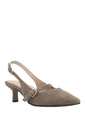 FRANKIE4 Coco Leather Slingback Kitten Heel Pumps - Mushroom Suede