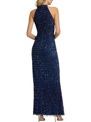 Mac Duggal Mac Duggal Embellished Halterneck Gown Midnight