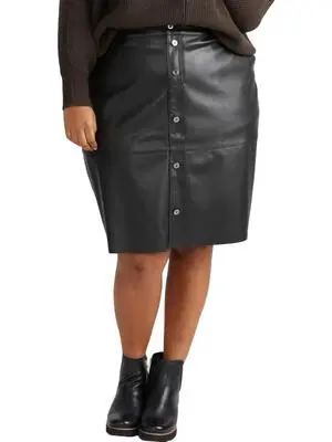 Universal Standard Marley Faux Leather Midi Pencil Skirt - Black