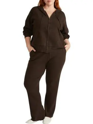 Universal Standard Rib Knit Zip-up Hoodie - Chocolate