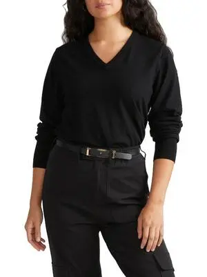 Universal Standard Universal Standard Flora V-Neck Sweater Black