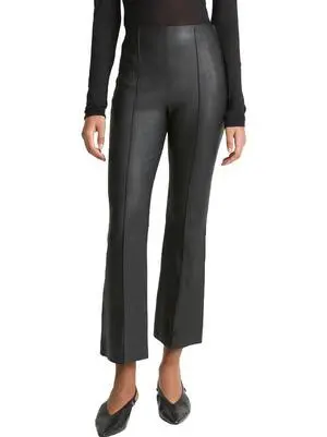 Vince Stretch Leather Crop Flare Pants - Black