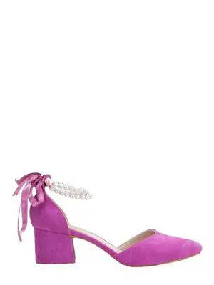 FOREVER & ALWAYS SHOES Miranda Low Block Heels - Fuchsia